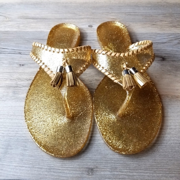 Jack Rogers | Shoes | Jack Rogers Sparkle Alana Gold Jelly Thong ...